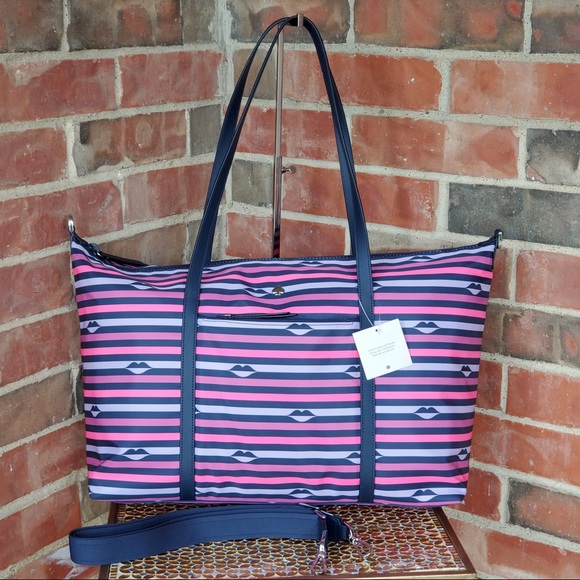 kate spade | Bags | Kate Spade Jae Weekender Pink Multi Stripe Tote ...